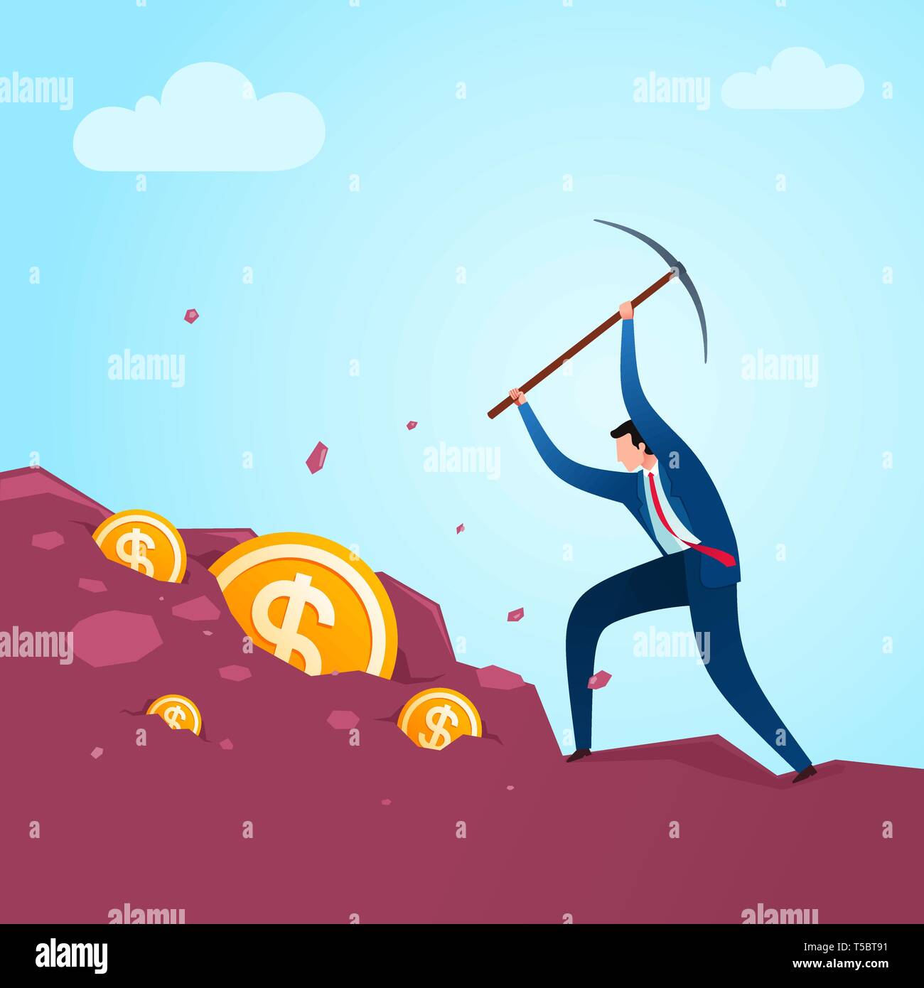 Digging out business result. Business concept illustration Stock Vector ...