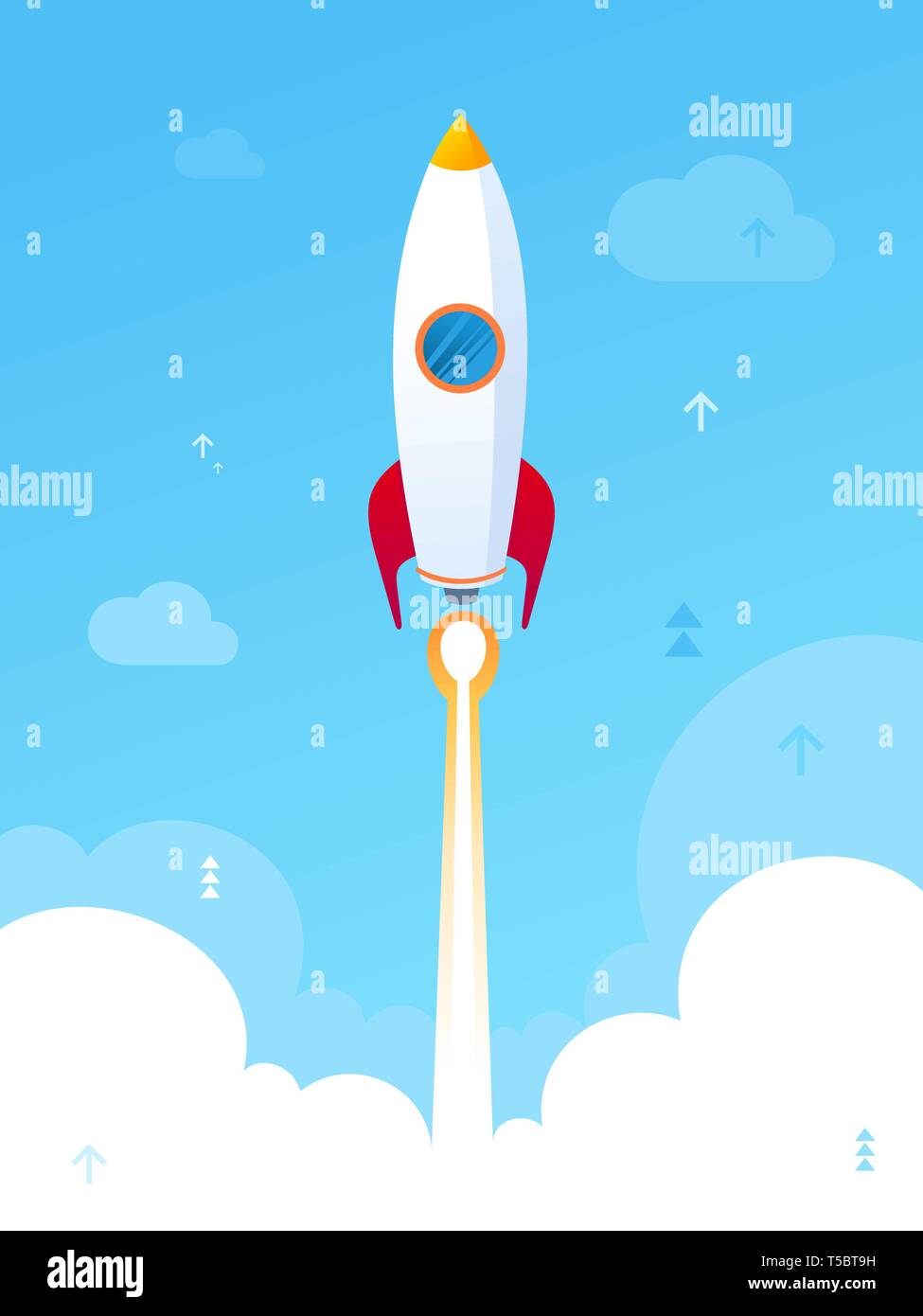 Rocket taking off to the sky. Business concept illustration Stock ...