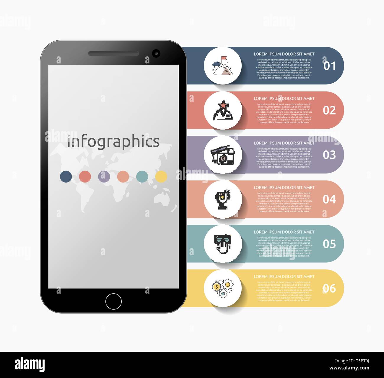 Vector concept smartphone device infographic. Mobile flat template ...