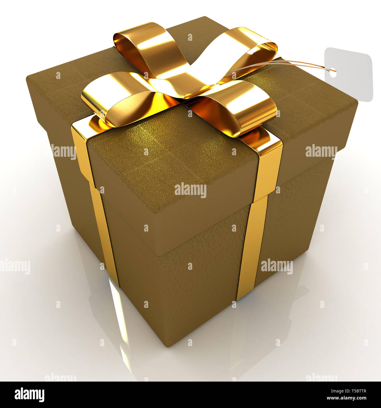 Leather gift-box with gold ribbon Stock Photo - Alamy