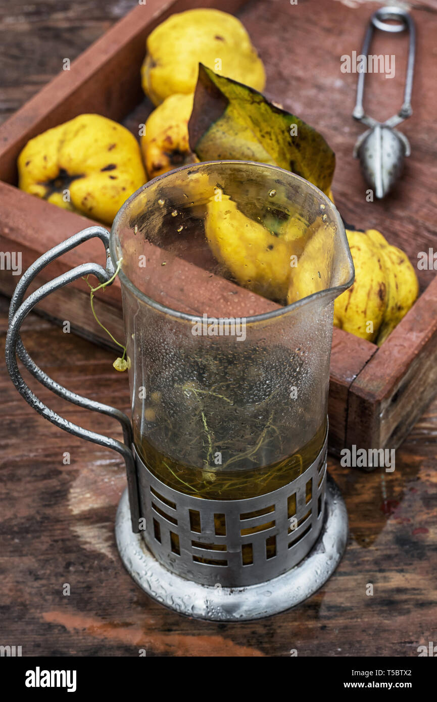 herbal,homemade custard tea with quince Stock Photo - Alamy
