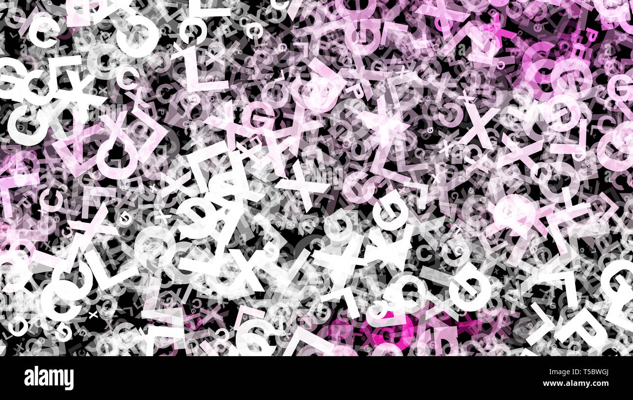 Pink Black and White Random Alphabet Letters Texture Stock Photo - Alamy
