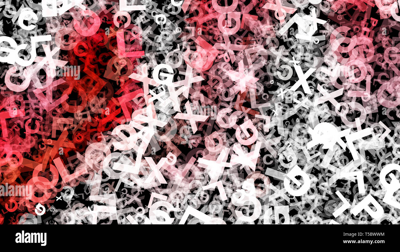 Red Black and White Scattered Alphabet Texture Stock Photo - Alamy