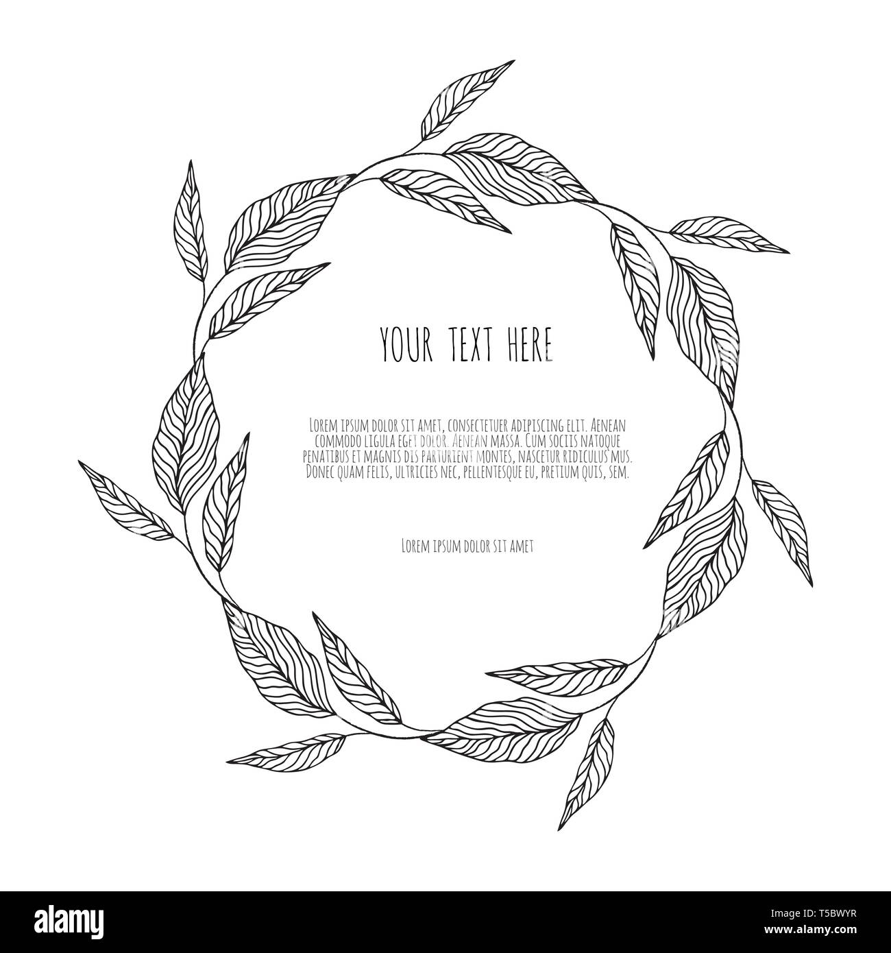 Vector wreath with simple branches and leaves Stock Vector Image & Art ...