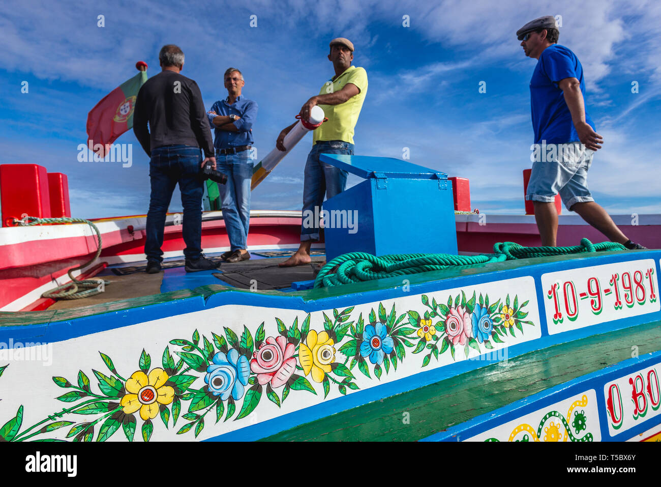 Details of renovated traditional Varino boat in Moita town, Portugal ...