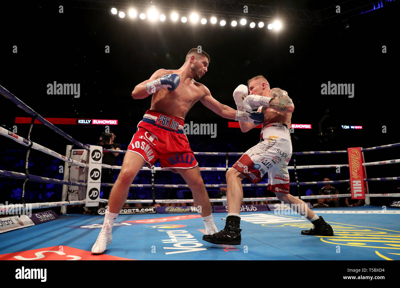 Josh Kelly (left) in action against Prezemyslaw Runowski (right) in the ...