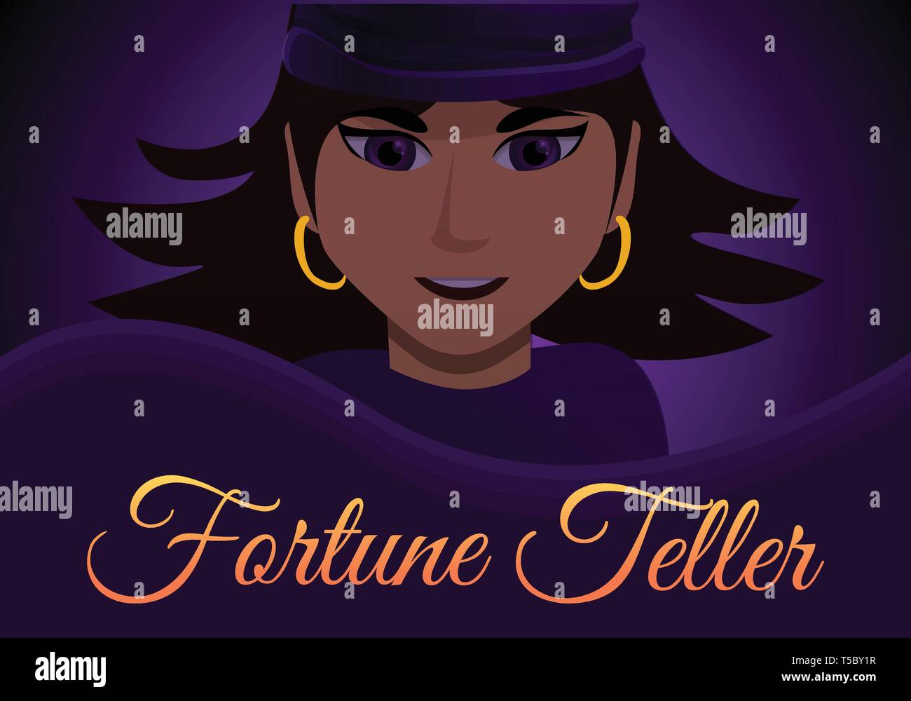 Woman fortune teller concept banner. Cartoon illustration of woman ...
