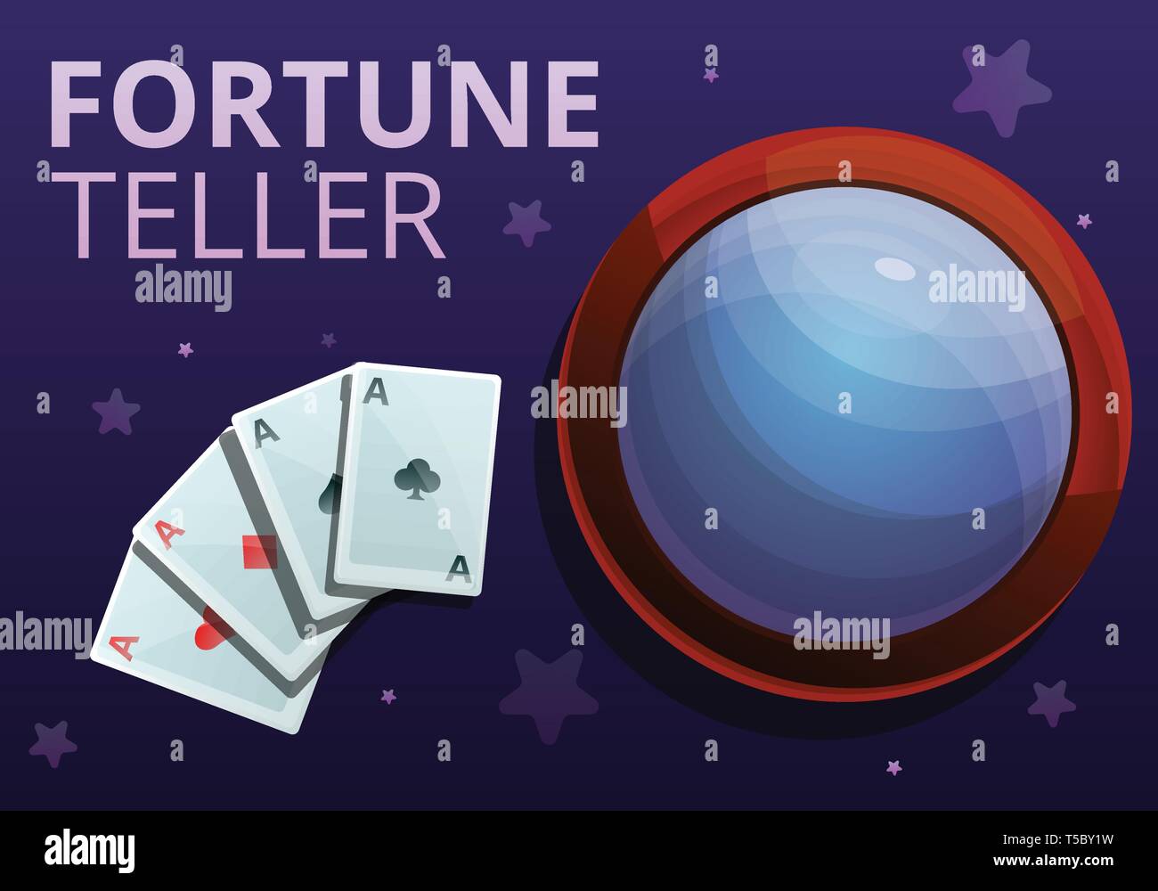 Fortune teller playing cards concept banner. Cartoon illustration of ...