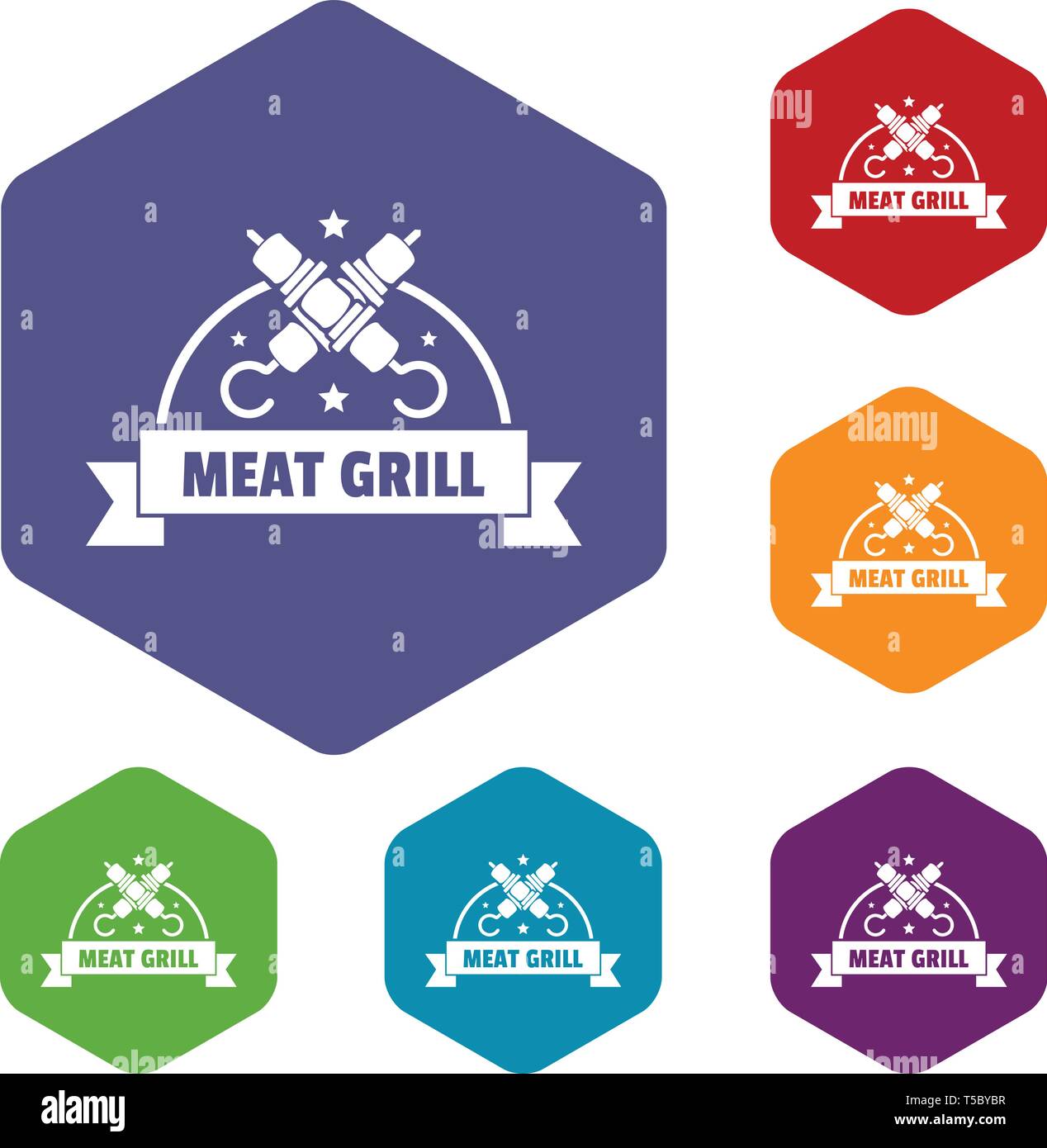 Meat grill icons vector hexahedron Stock Vector Image & Art - Alamy