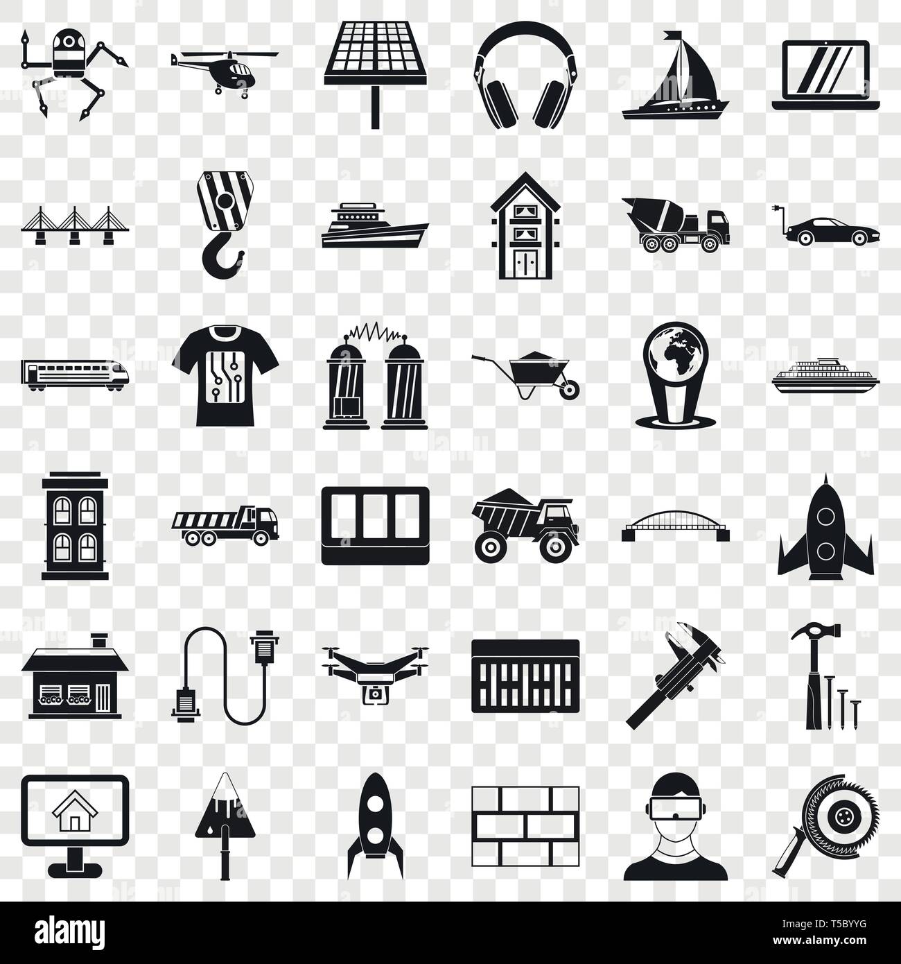 Engineering equipment icons set, simple style Stock Vector Image & Art ...