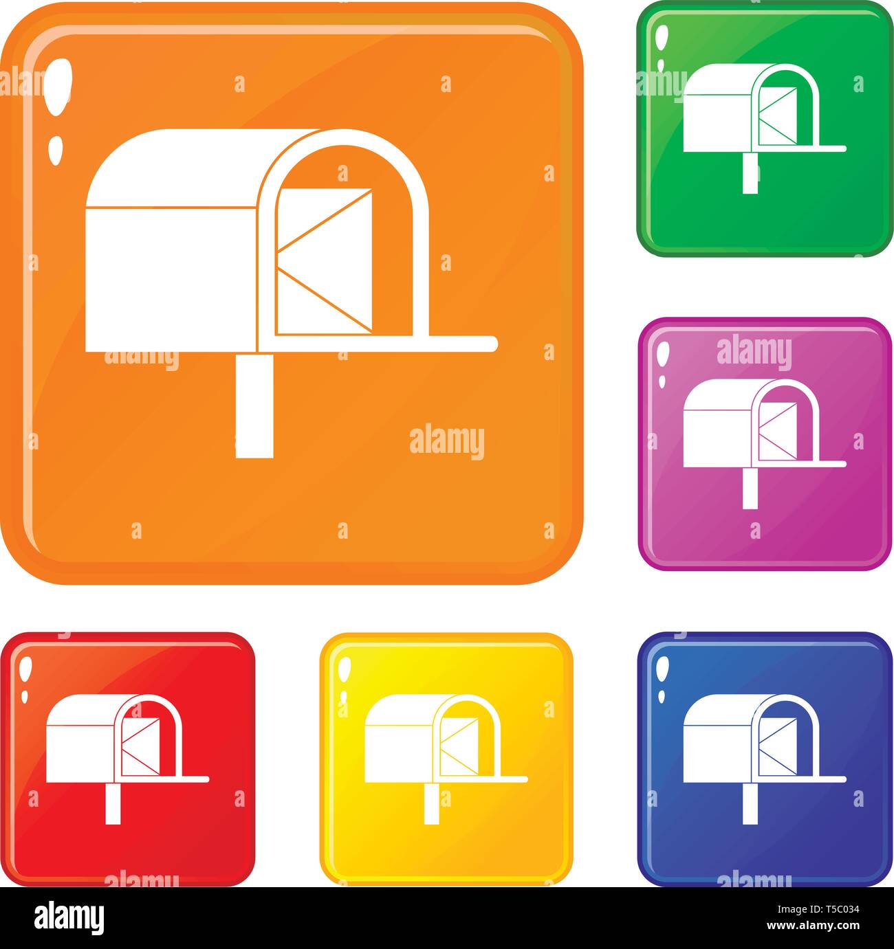 Mailbox icons set vector color Stock Vector Image & Art - Alamy
