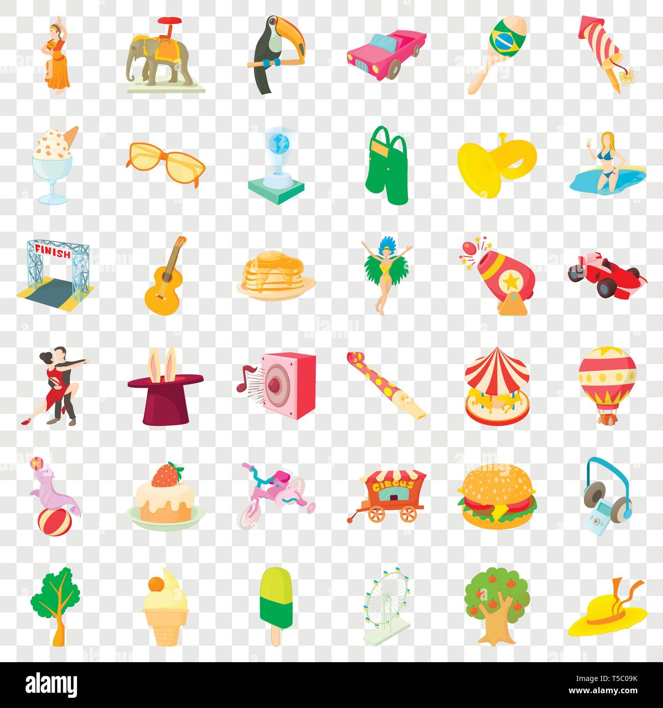 Amusement activity icons set, cartoon style Stock Vector Image & Art ...