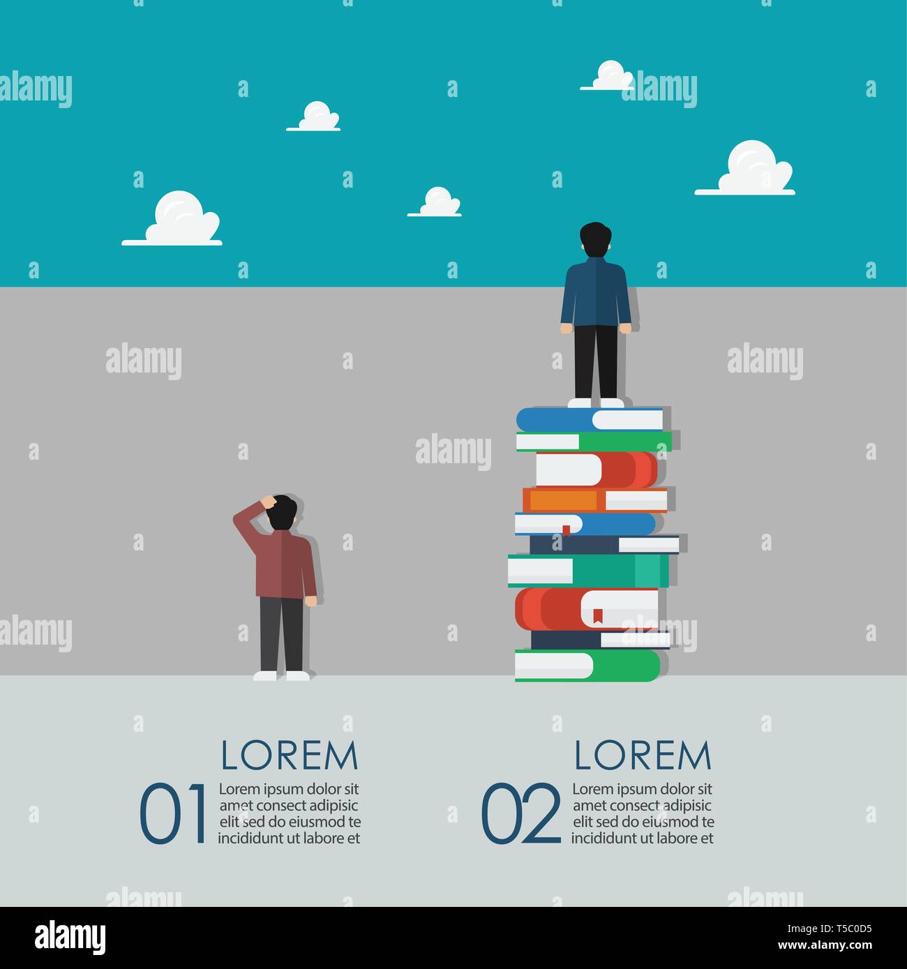 Smart people standing on a lot of books and stupid people stand against ...