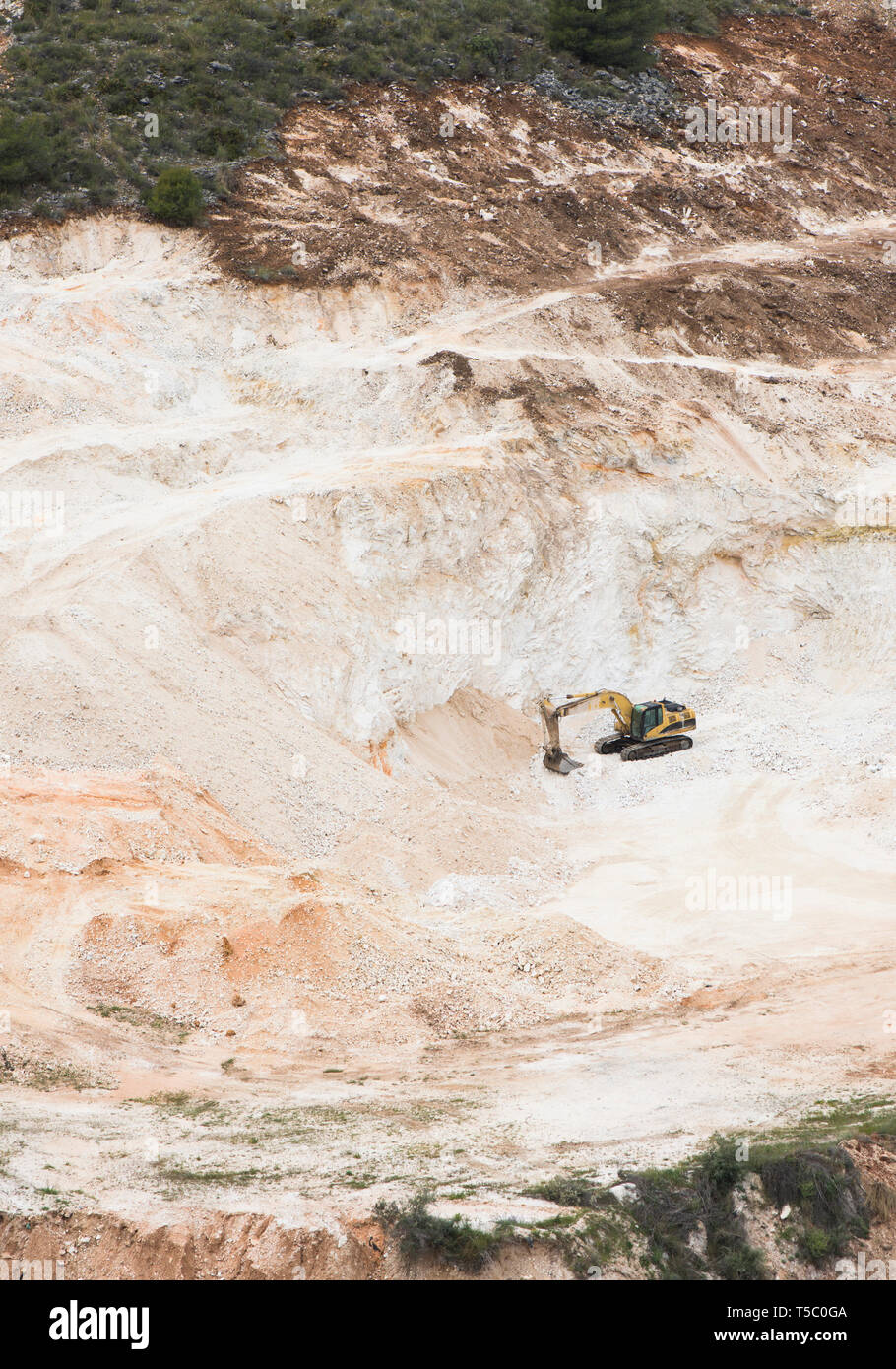 Sand and gravel, dolomite quarry, with a single Crawler Excavator at ...
