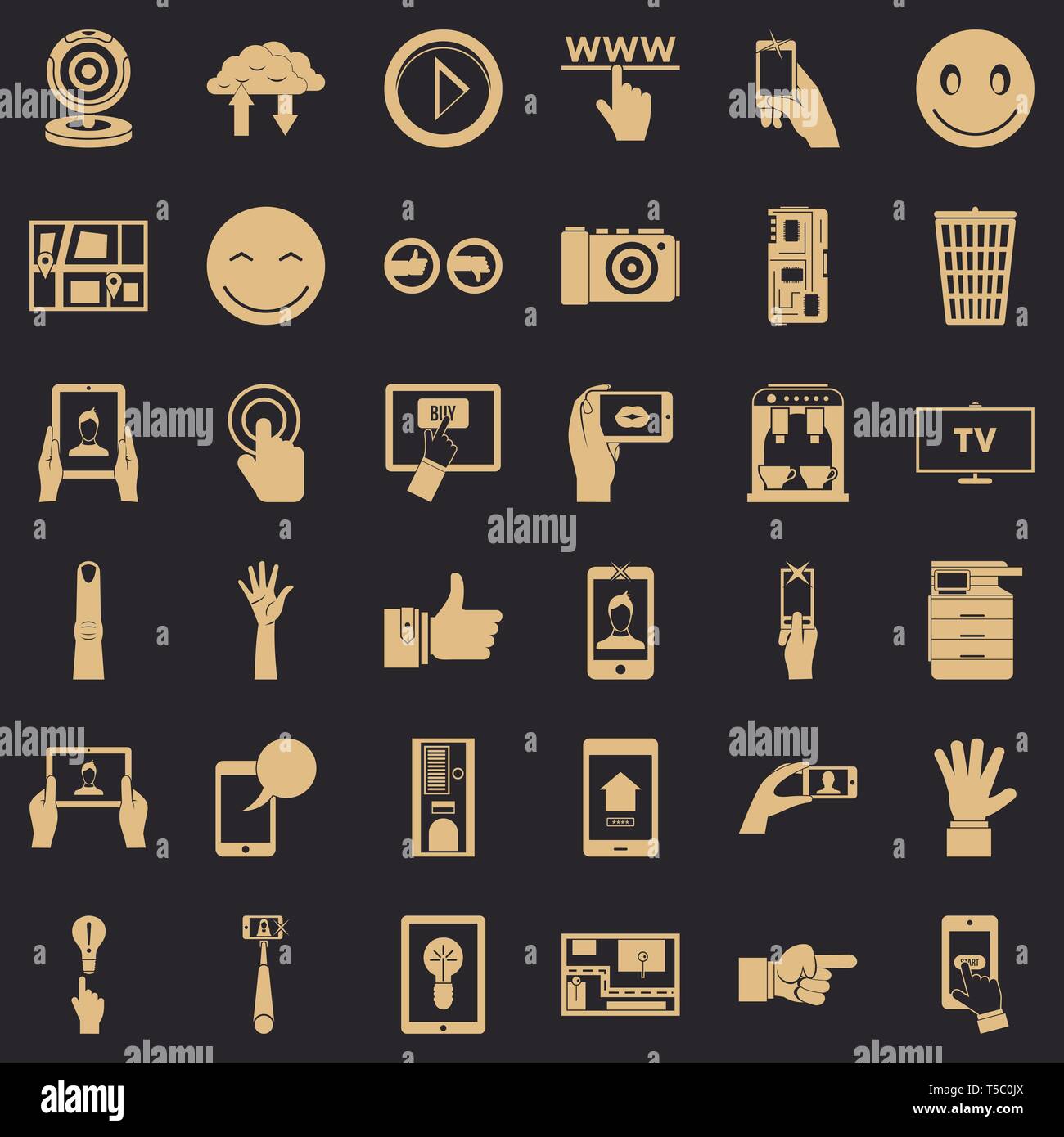 Touch screen icons set, simple style Stock Vector Image & Art - Alamy