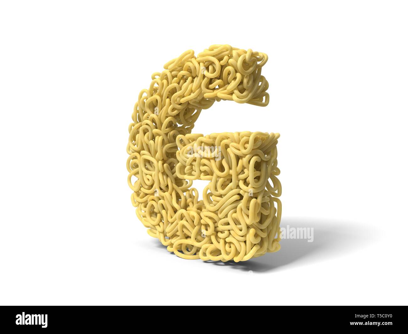 noodle in shape of G letter. curly spaghetti for cooking. 3d ...