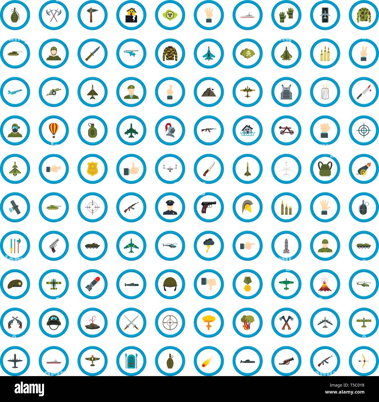 100 troops icons set, flat style Stock Vector Image & Art - Alamy