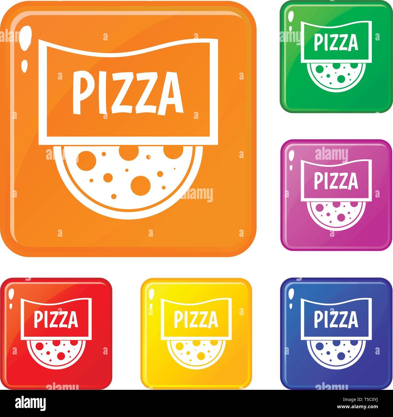 Pizza badge or signboard icons set vector color Stock Vector Image ...