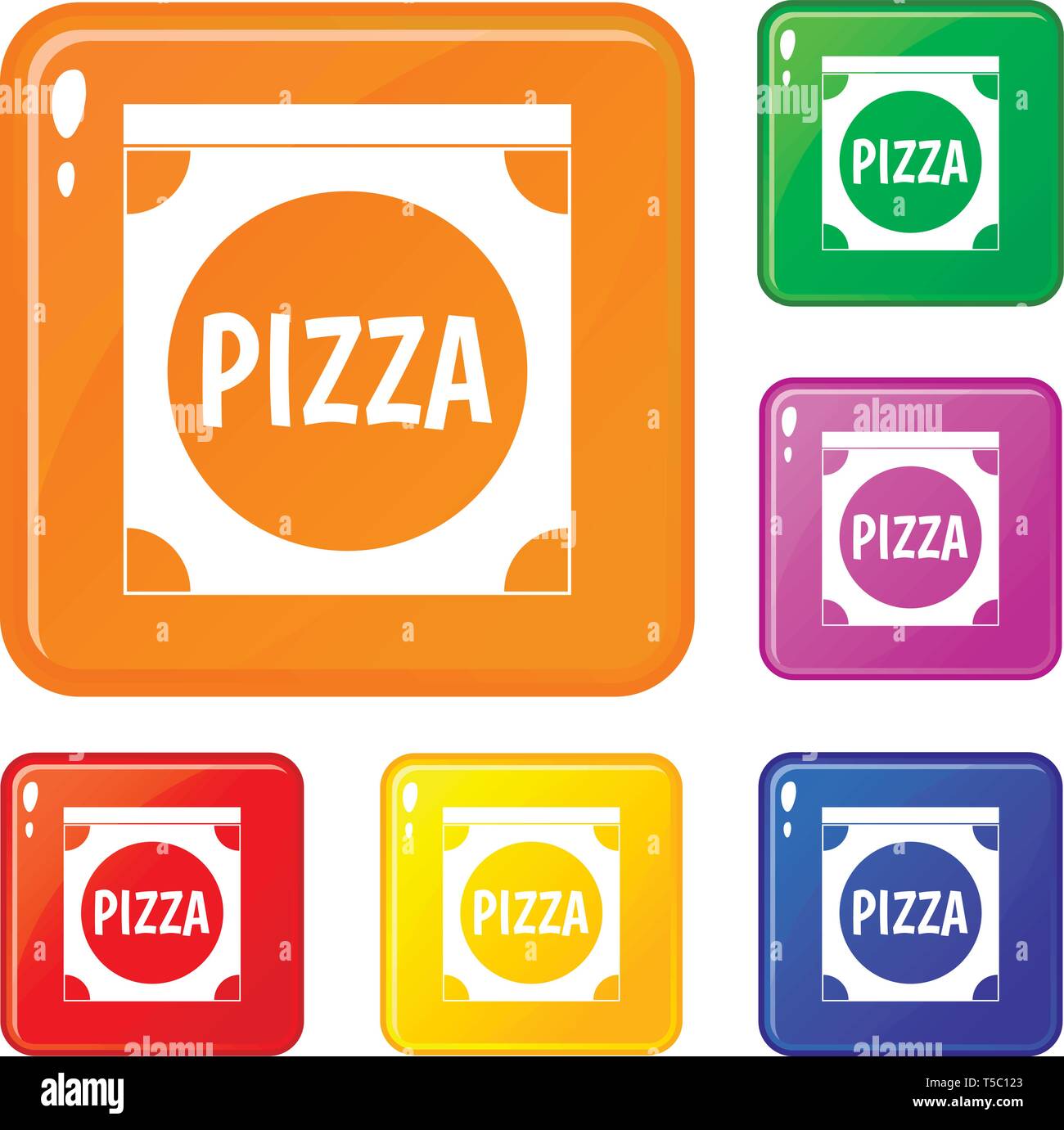 Pizza box cover icons set vector color Stock Vector Image & Art - Alamy