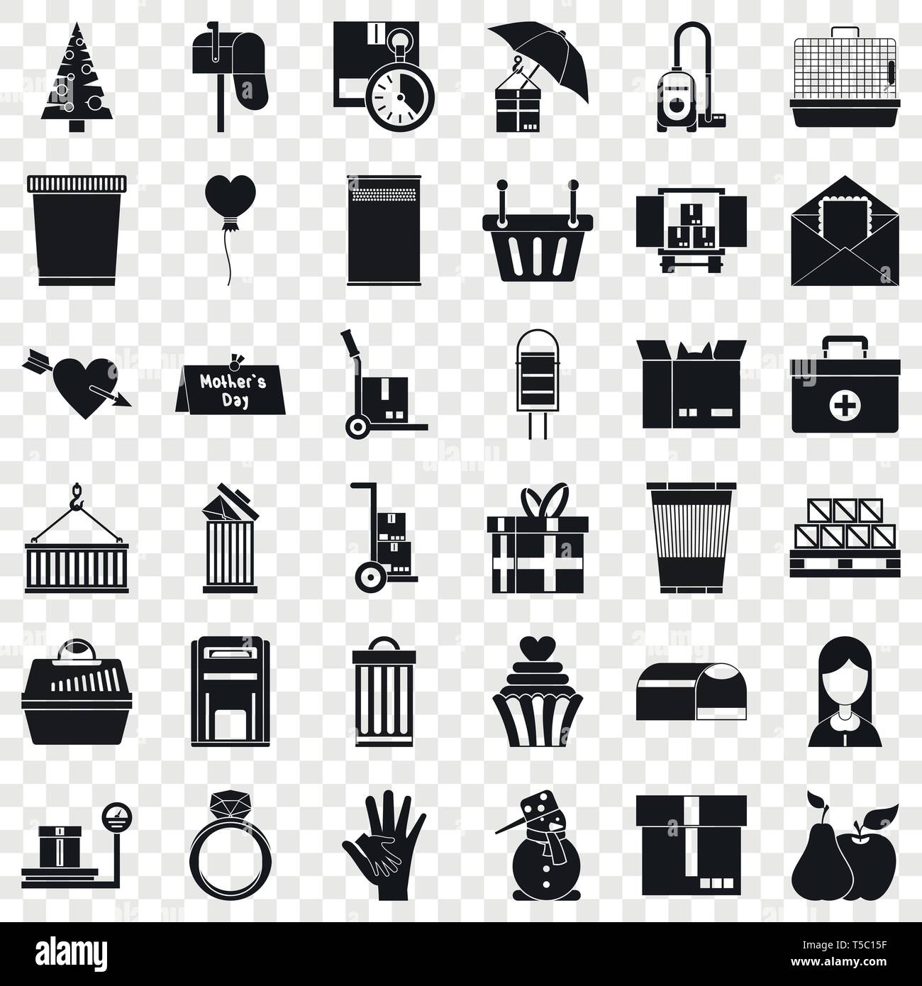 Carton box icons set, simple style Stock Vector Image & Art - Alamy