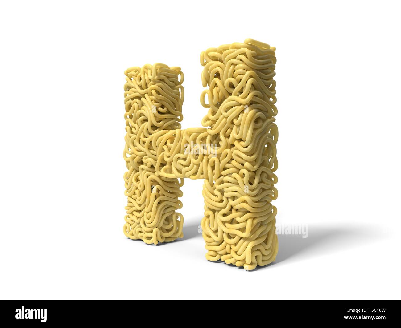 noodle in shape of H letter. curly spaghetti for cooking. 3d ...