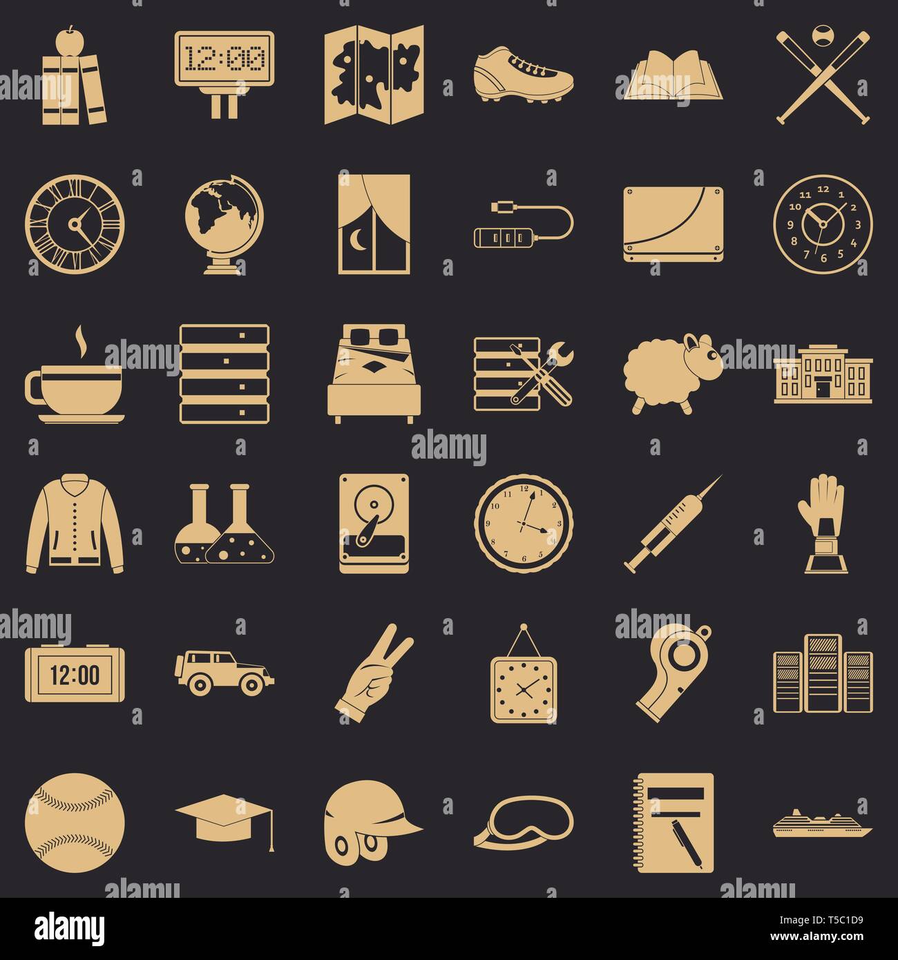 Digital time icons set, simple style Stock Vector Image & Art - Alamy