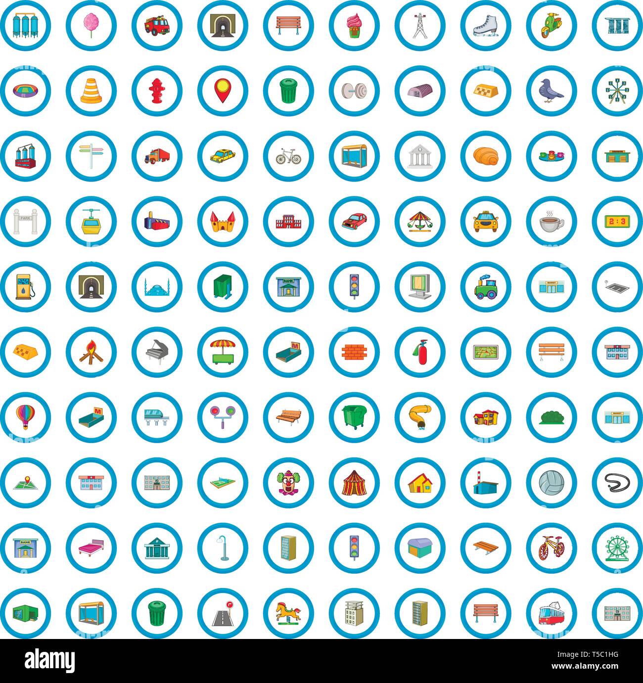 100 urban icons set, cartoon style Stock Vector Image & Art - Alamy