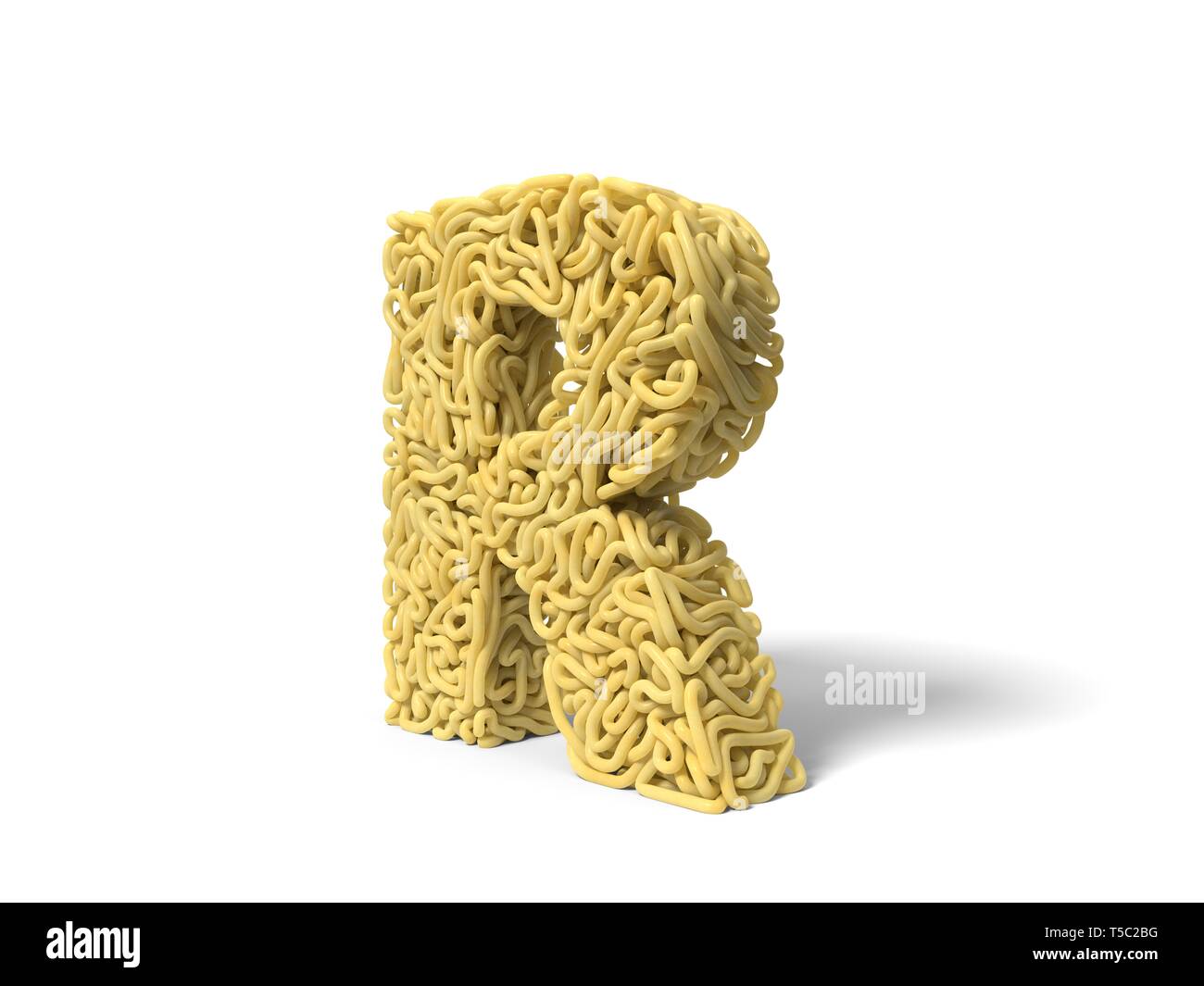 noodle in shape of R letter. curly spaghetti for cooking. 3d ...