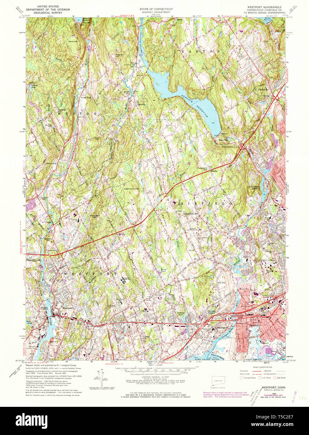 USGS TOPO Map Connecticut CT Westport 461121 1960 24000 Restoration ...