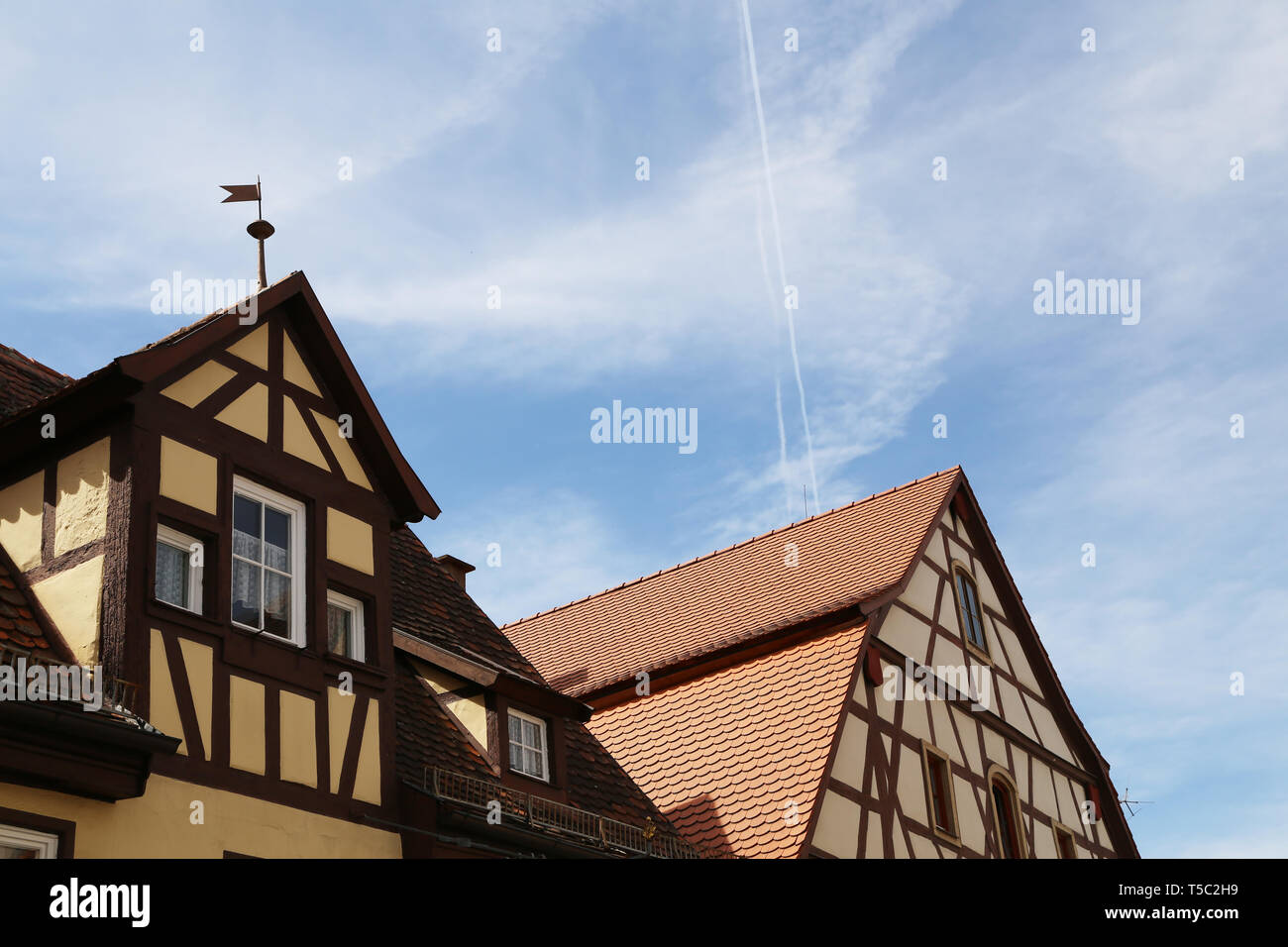 Traditional, colorful buildings in the historic old town of Rothenburg ...