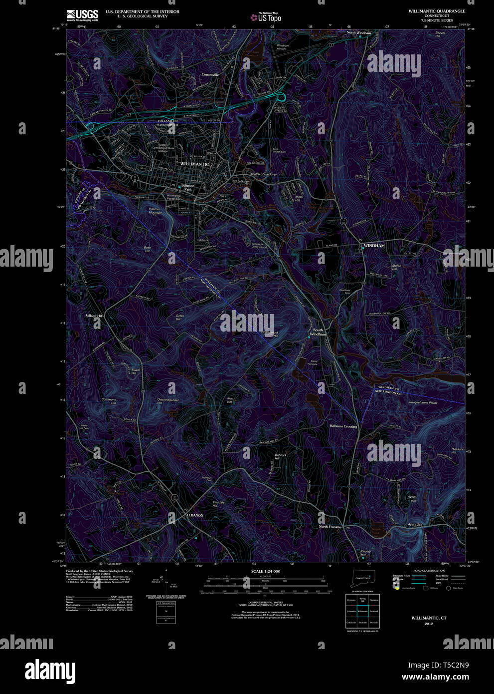 Map of willimantic hi-res stock photography and images - Alamy