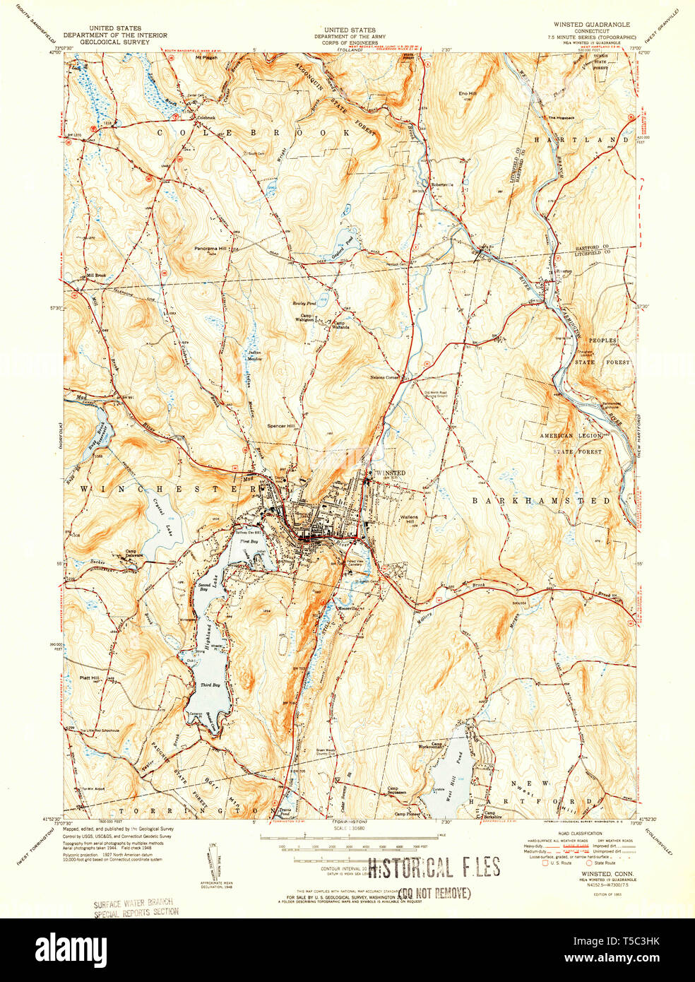 USGS TOPO Map Connecticut CT Winsted 461098 1951 31680 Restoration ...