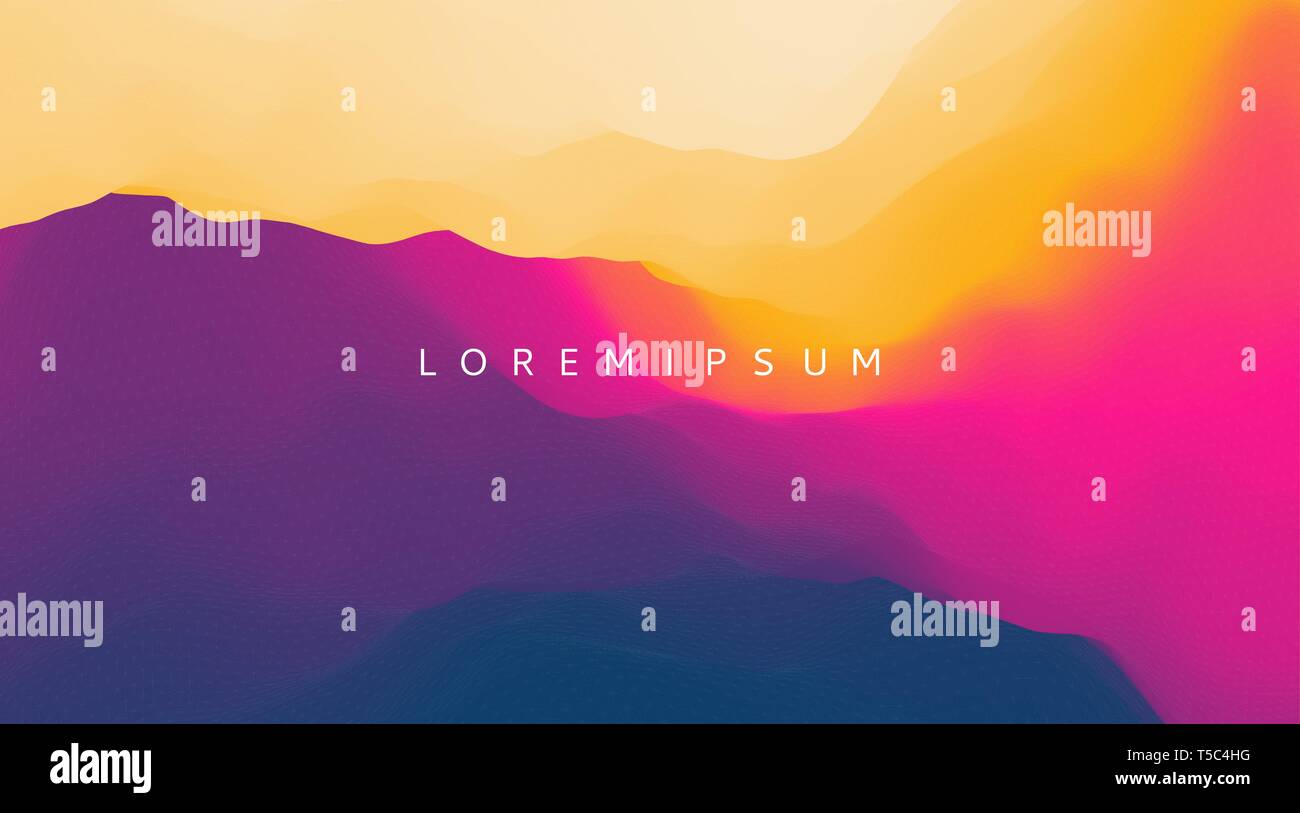 Landscape with mountains and sun. Sunrise. Mountainous terrain ...