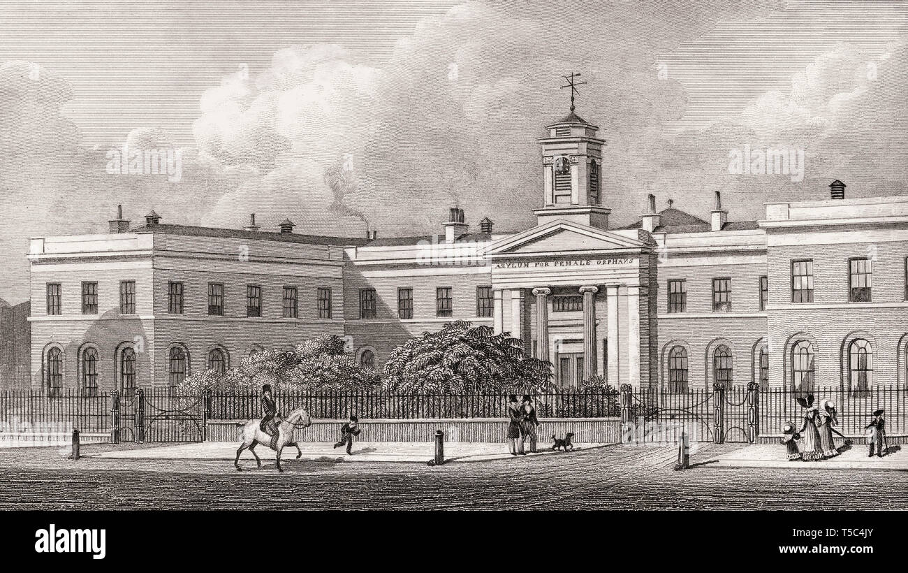 The Female Orphan Asylum, London, illustration by Th. H. Shepherd, 1828 ...