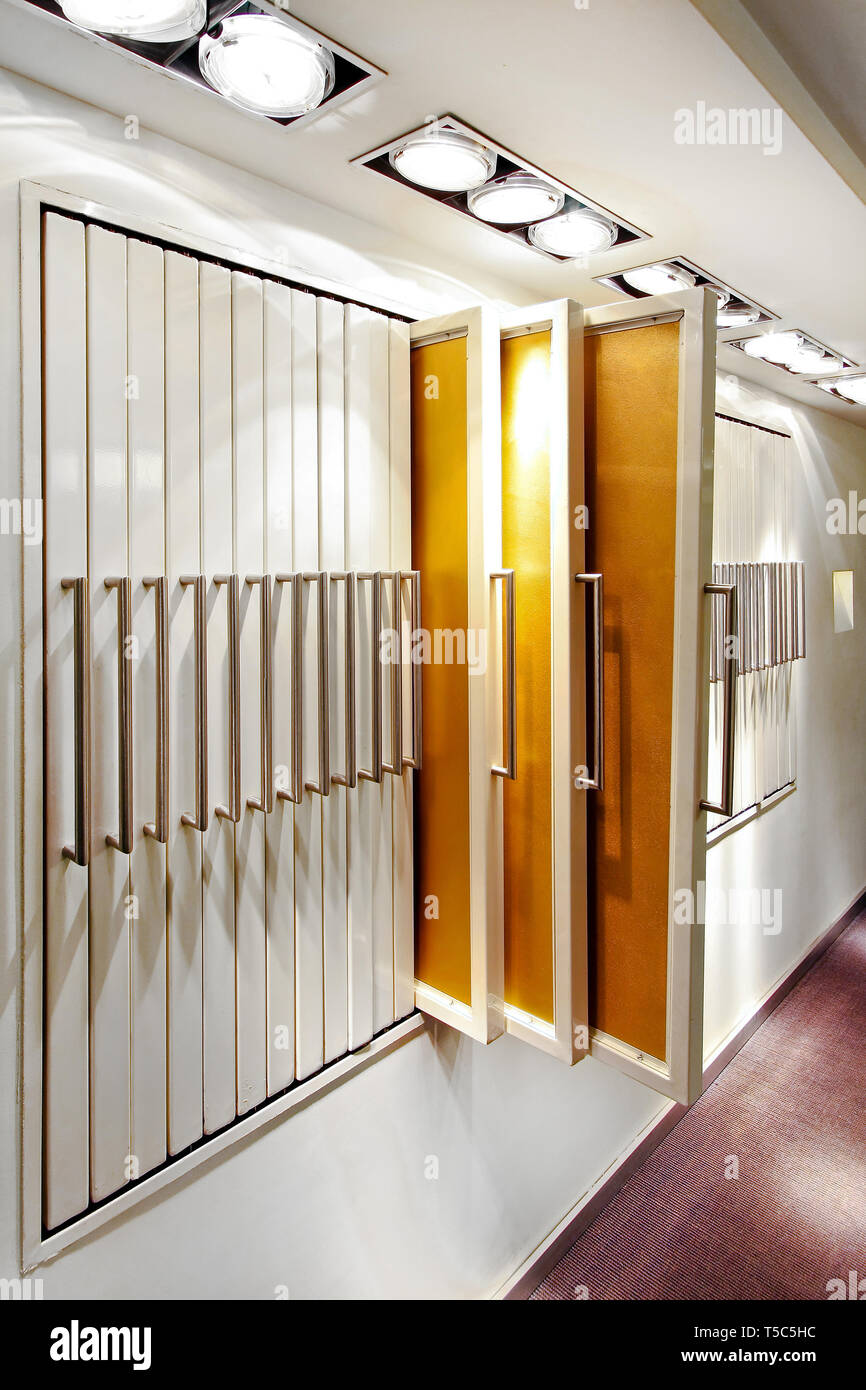 Samples of wall surfaces in show room Stock Photo - Alamy