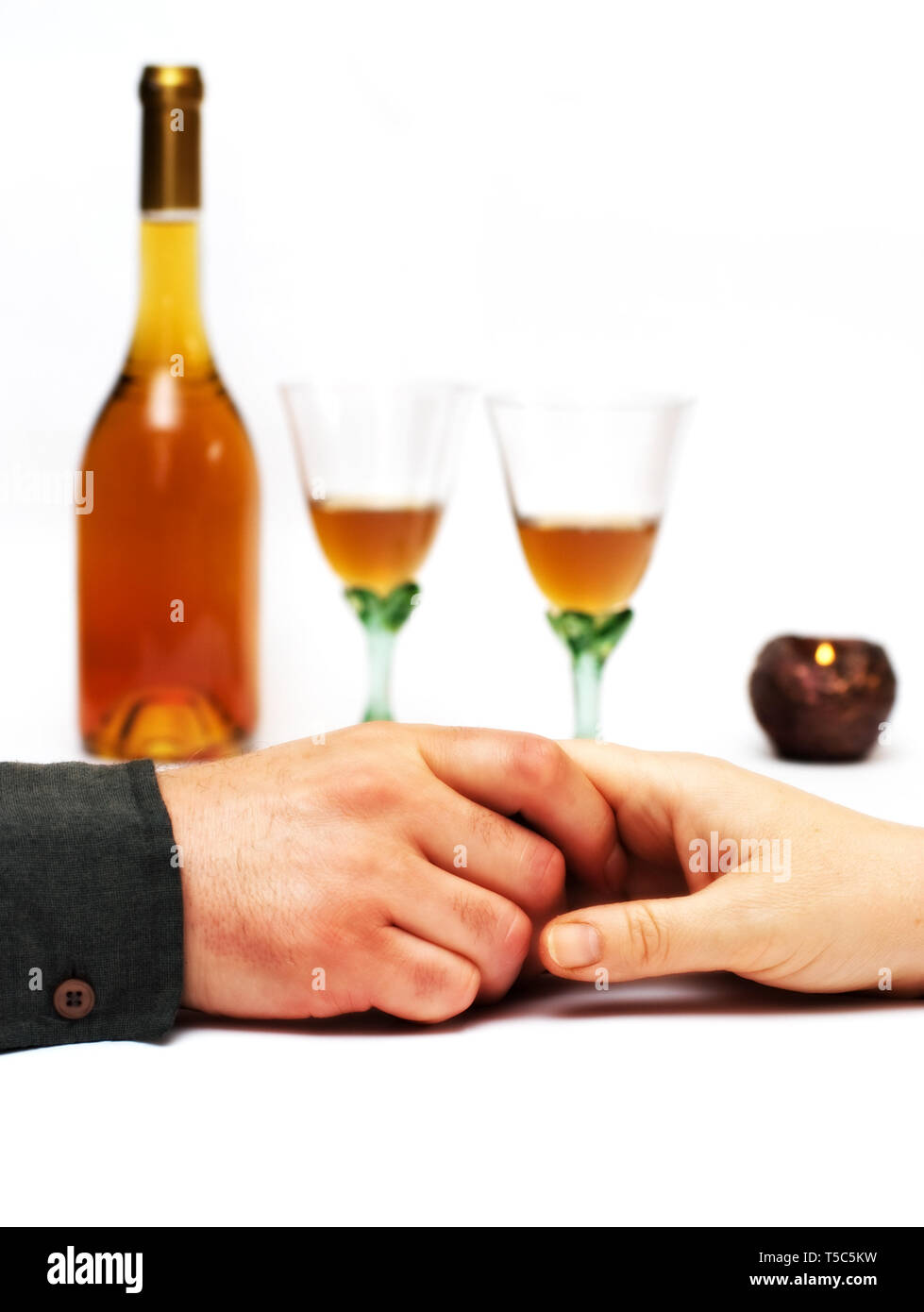 Table wine and candle Cut Out Stock Images & Pictures - Alamy