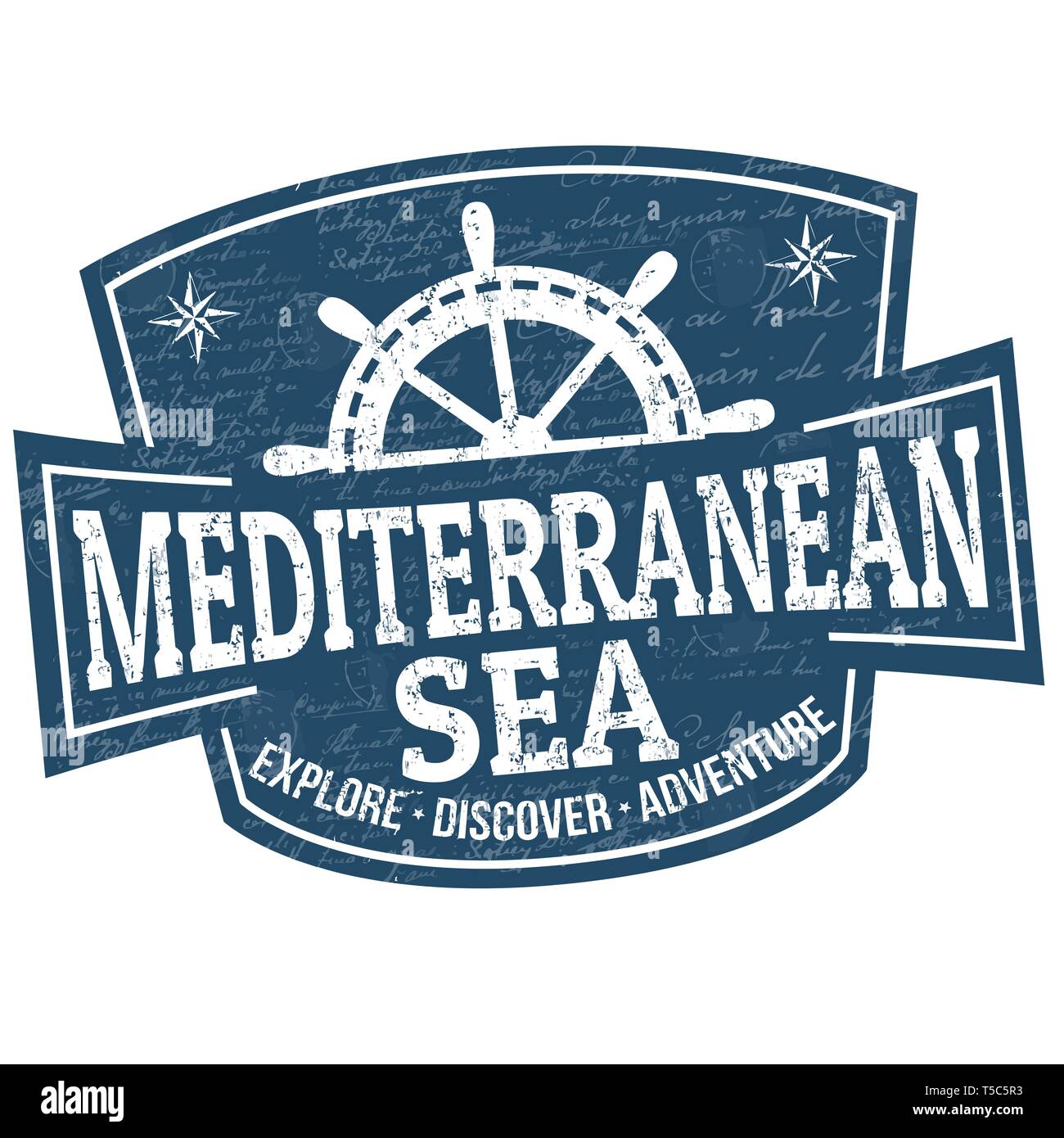 Mediterranean sea sign or stamp on white background, vector ...