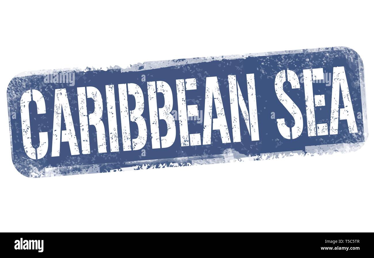 Caribbean sea sign or stamp on white background, vector illustration ...