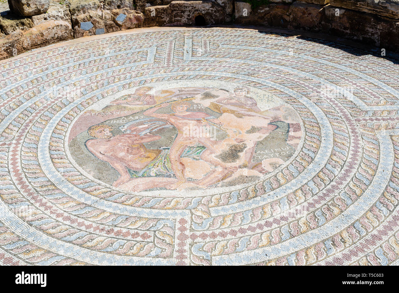 Theseus and the Minotaur mosaic in the "House of Theseus", Paphos ...