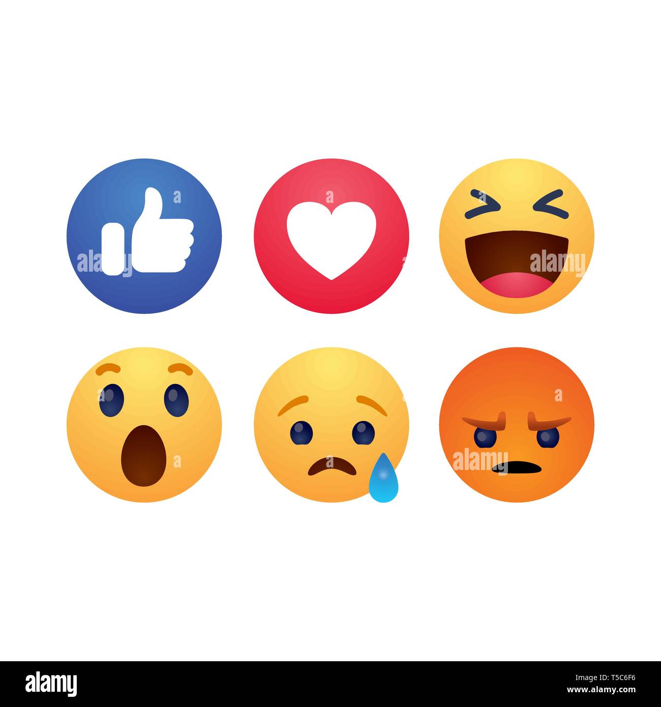 Set of reactions emotion buttons simple flat style vector illustration ...