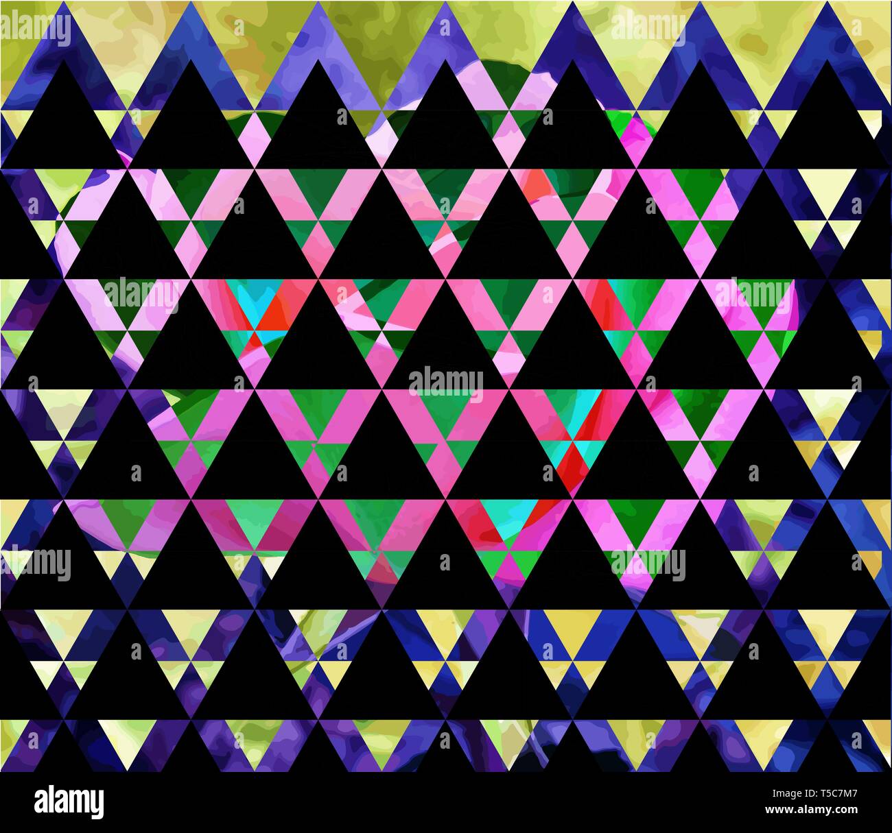 abstract flower geometric background with triangles, water waves ...