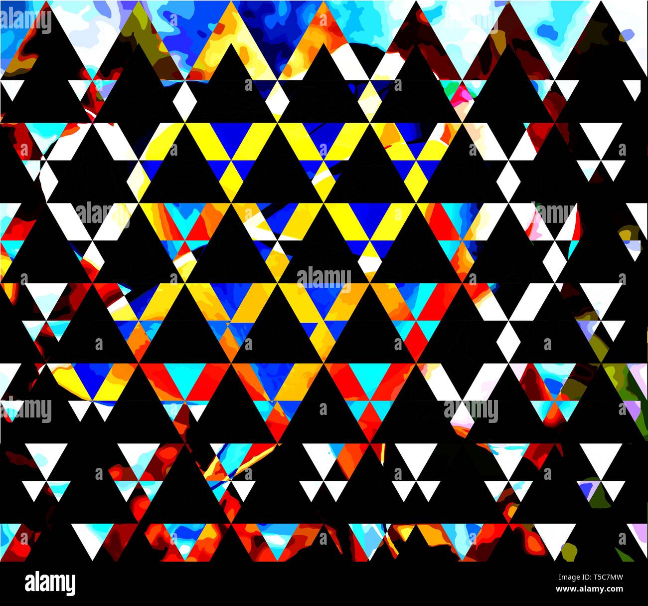 abstract flower geometric background with triangles, water waves ...