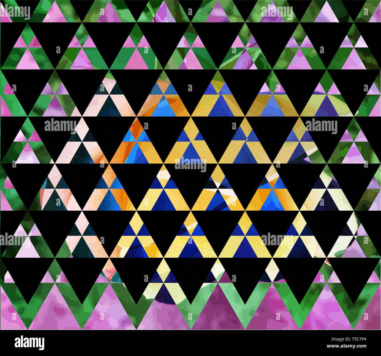 abstract flower geometric background with triangles, water waves ...