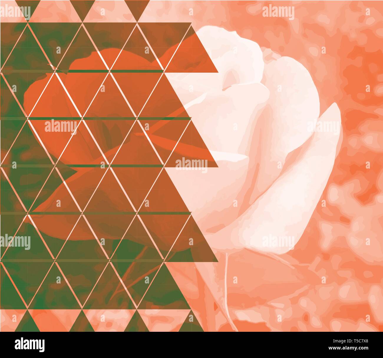 abstract flower geometric background with triangles, water waves ...