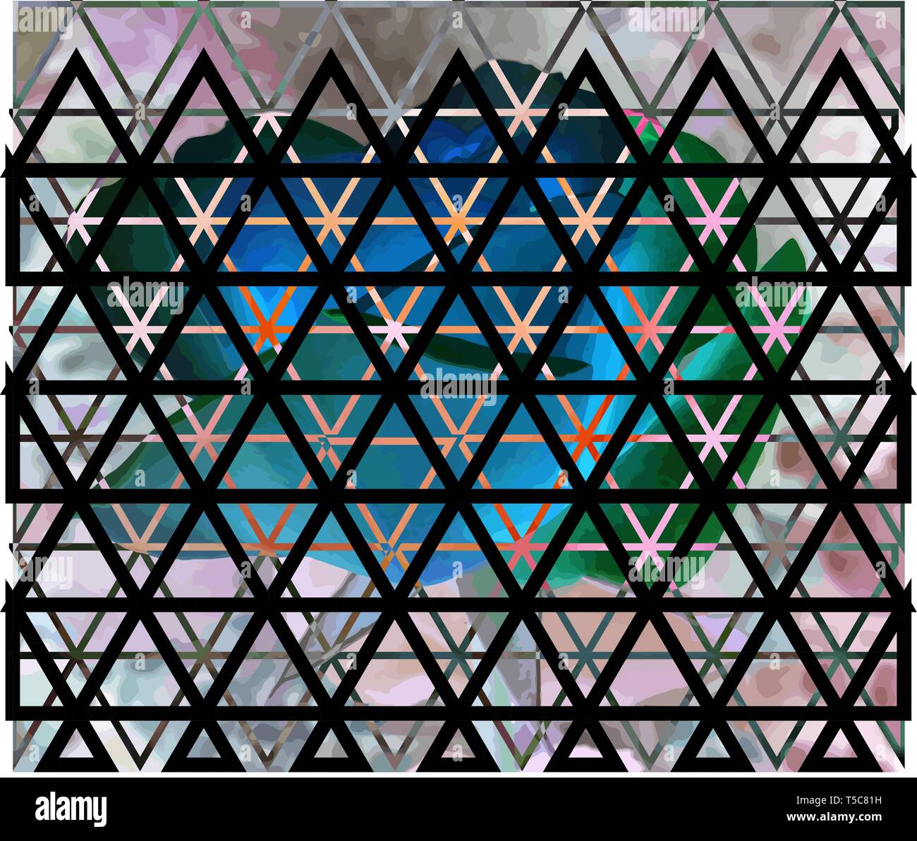 abstract flower geometric background with triangles, water waves ...