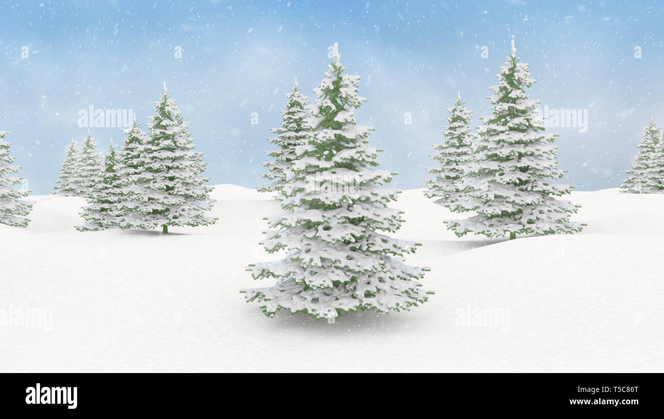 Christmas background winter scenery landscape with falling snow and ...