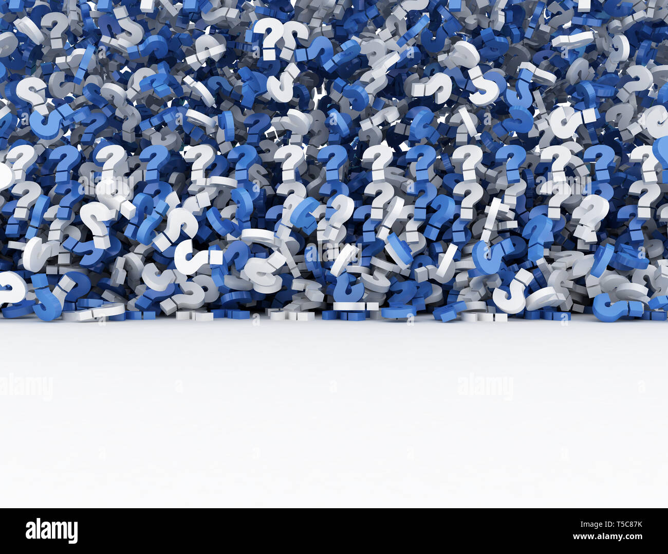 Blue and white question marks wall. 3D render Stock Photo - Alamy