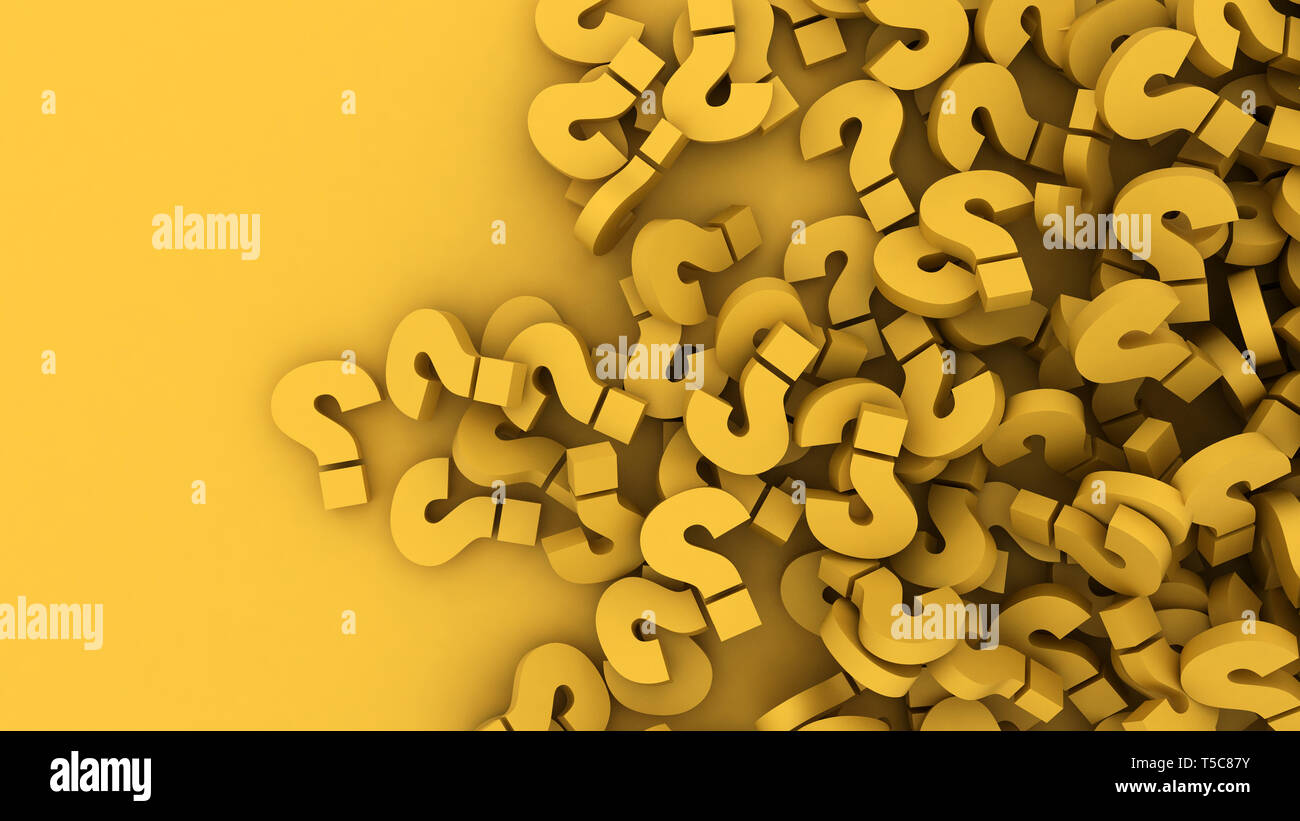 Orange 3d question marks background. 3D render questions and doubt ...