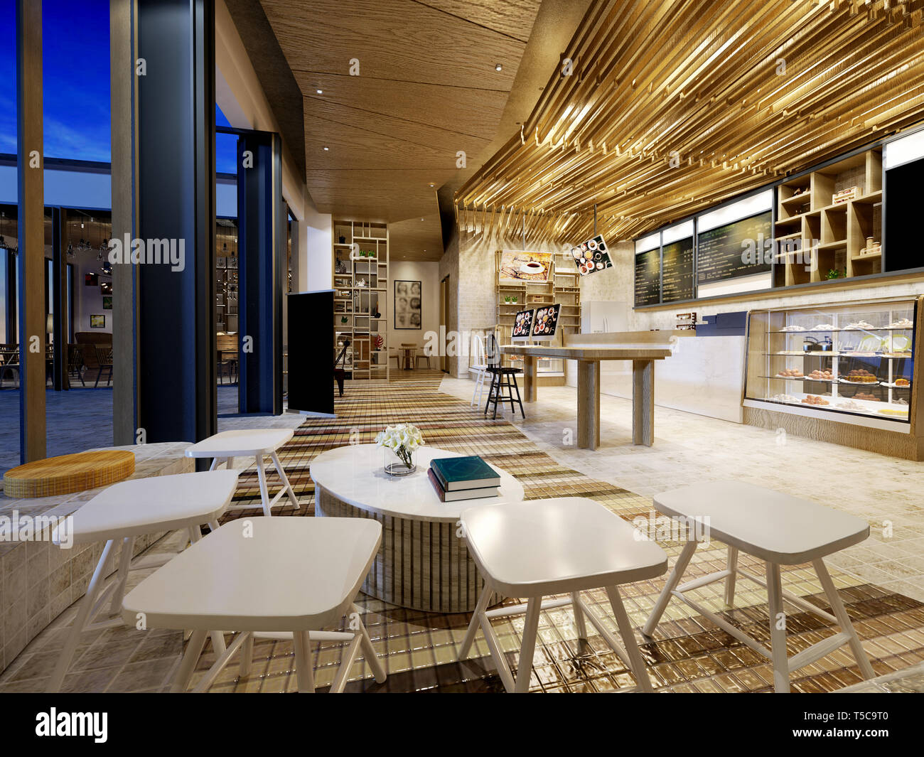 3d render cafe restaurant Stock Photo - Alamy