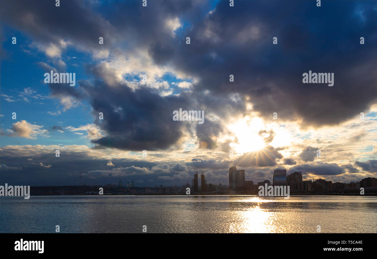 Cloudy sunset over Baku Stock Photo - Alamy